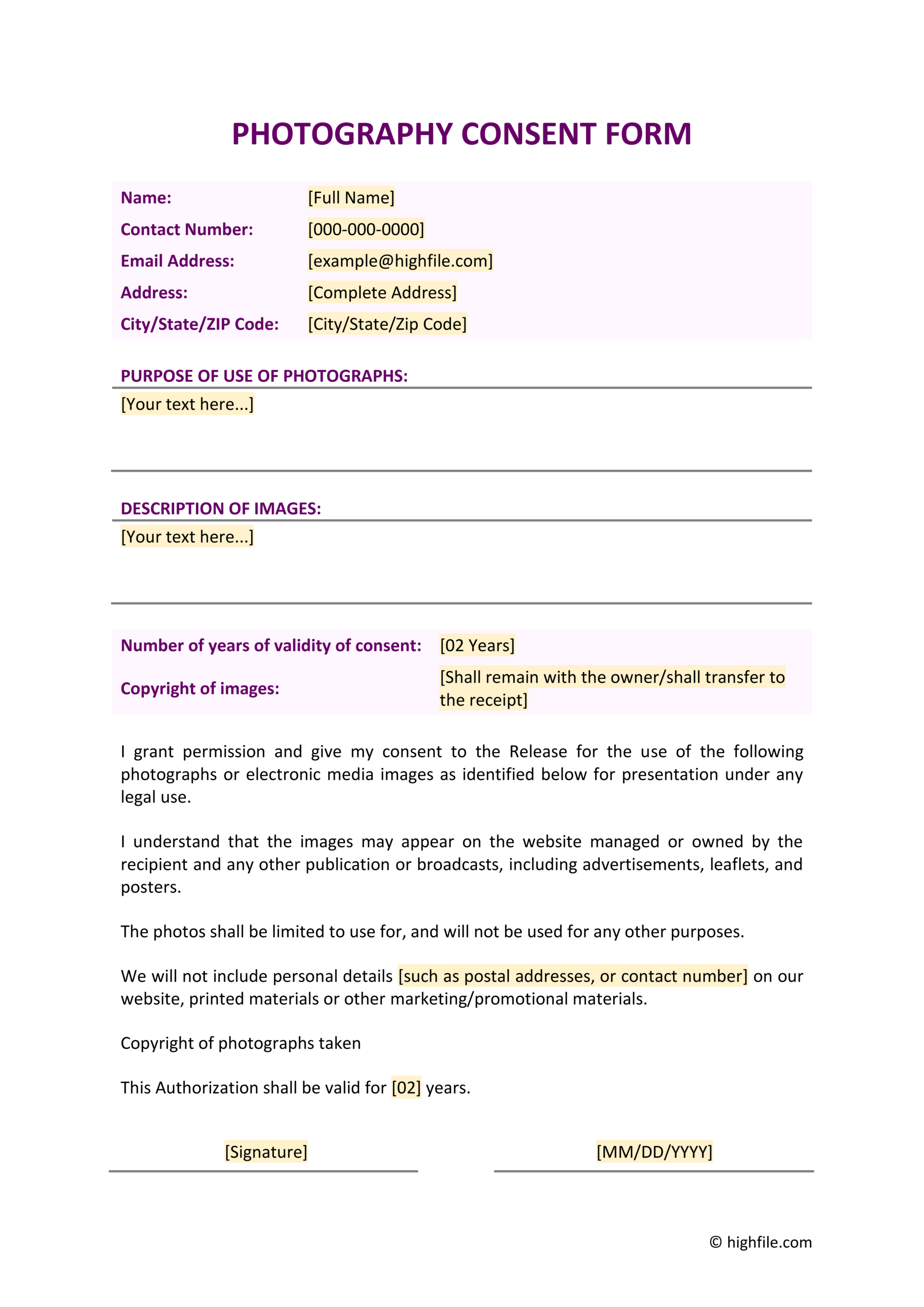 Free Photo Consent Form - PDF | Word | Google Docs - HighFile