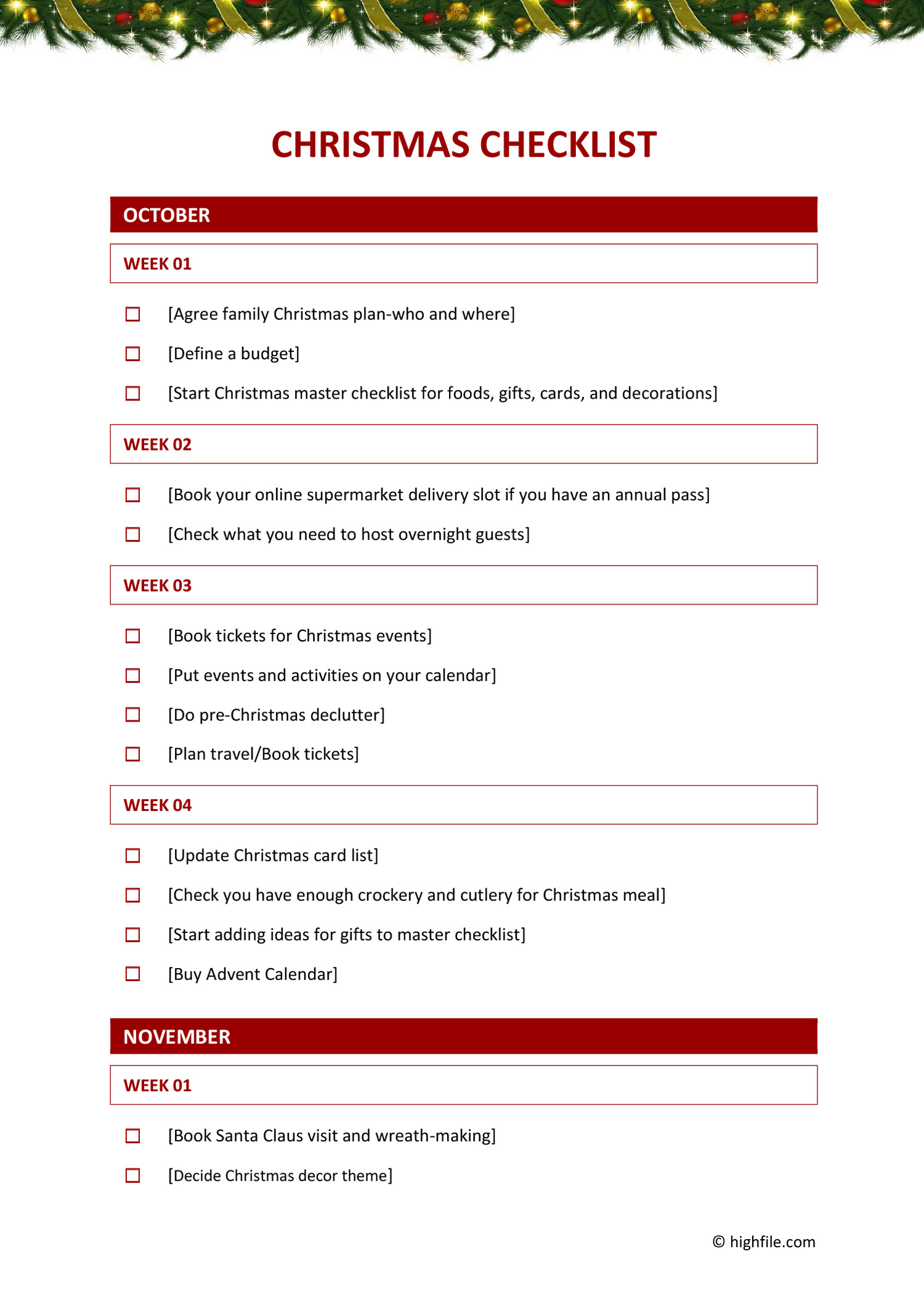 The Ultimate Christmas Checklist - Word | PDF | Google Docs